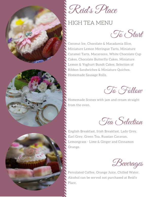 High Tea Menu's To Tempt The Most Discerning Of Taste Buds. - Reid's Place